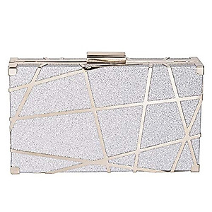 Tanpell Women Evening Bags Sparkling Handbag Metal Hollow Designer Wedding Party Clutch Purse Silver