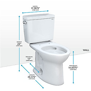 TOTO Drake Two-Piece Elongated 1.6 GPF TORNADO FLUSH Toilet with CEFIONTECT, Cotton White - CST776CSG#01