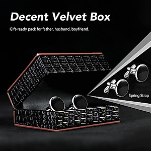 Elegant Cufflinks for Men, Jewelry Stainless Steel Classic Tuxedo Shirt Cuff Links with Gift Box for Men Unique Business Wedding- Black Toned