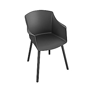 CosmoLiving by Cosmopolitan , Camelo Collection, Indoor/Outdoor Resin, 2-Pack, Black Dining Chairs, Contoured Back