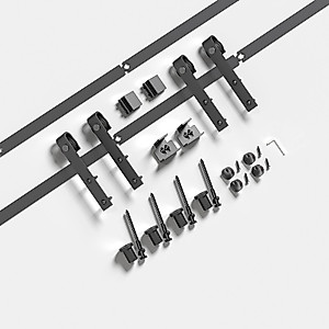 EaseLife 5 FT Cabinet Mini Sliding Double Barn Door Hardware Track Kit,Easy Install,Slide Smoothly Quietly,Apply for Storage Window TV Stand and Other Shielding (No Cabinet)