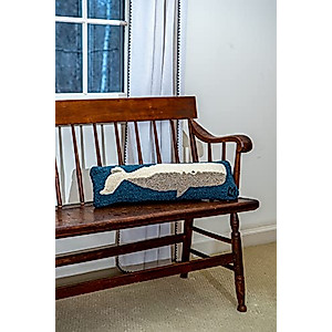 Chandler 4 Corners Artist-Designed Classic Whale Hand-Hooked Wool Decorative Throw Pillow (8” x 24”)