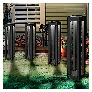 Solar Pathway Lights Outdoor Waterproof 19", 4 Pack Outdoor Floor Lamps Stainless Steel Decorative, Solar Path Lights for Walkway Pathway Yard Garden Patio Driveway