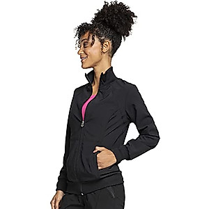 Cherokee Infinity Zip Front Scrub Jackets for Women, 4-Way Stretch Fabric 2391A, M, Black