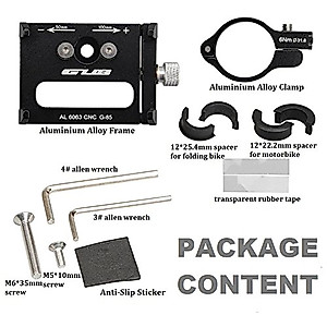 GUB Bicycle & Motorcycle Phone Mount, Aluminum Alloy Universal Bike Handlebar Phone Mount Holder Adjustable Compatible with iPhone X XR Xs 7s 8 Plus,Compatible with SamsungS9/S8/Note5/4 (Black)