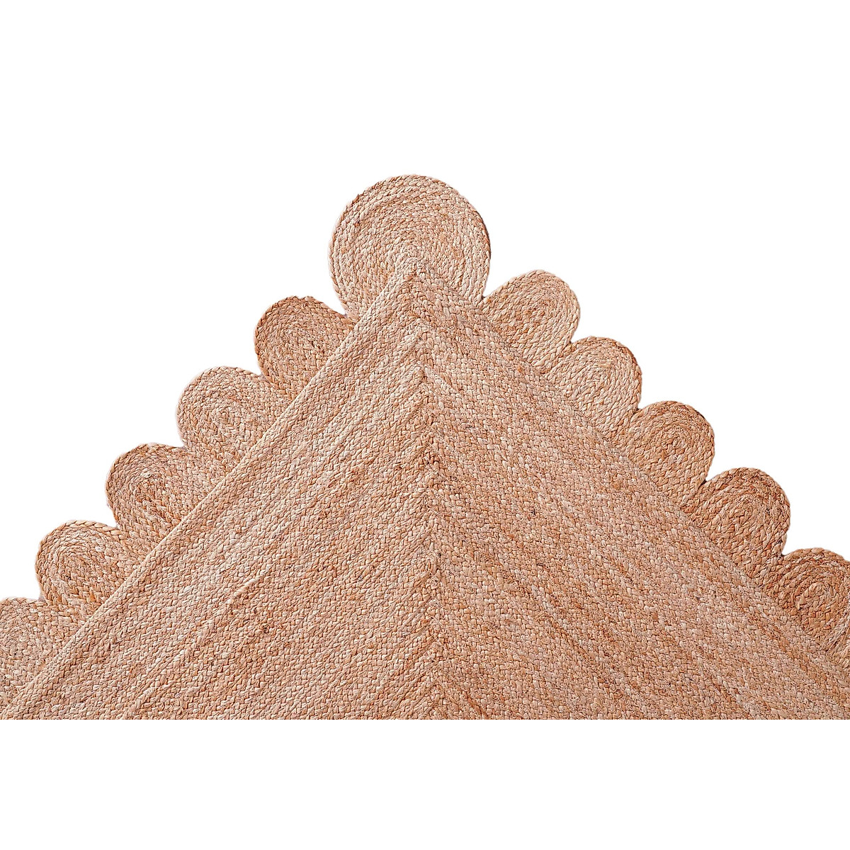 Scallop Pattern Jute Bohemian Area Rug (Natural, 2' x 3')