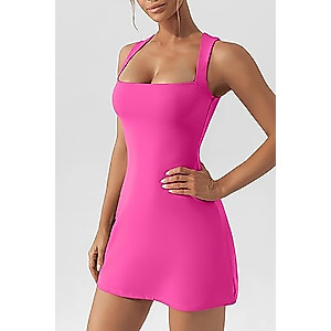 QINSEN Women's Sleeveless Dress for Leisure Casual Party Club Street Going Out Azalea Pink M