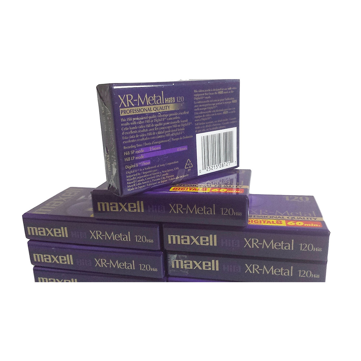 8 PACK MAXELL XR-METAL 120 PROFESSIONAL 8MM Hi8 60 min. TAPES