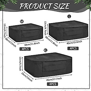 Silkfly 12 Pcs Packing Cubes for Suitcase Travel Luggage Bags Bulk Mesh Organizer Set for Hiking Camping Backpacking Clothes Accessories (Black,XL, L, M Size)