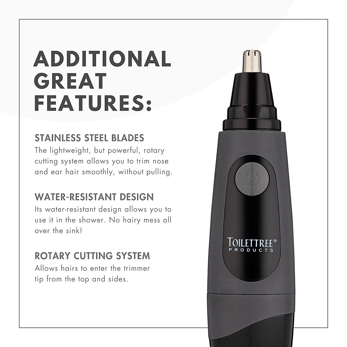 ToiletTree Products Water Resistant Nose and Ear Hair Trimmer with LED Light