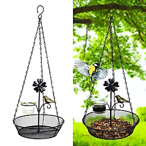 ALLADINBOX Hanging Bird Feeder Tray, Metal Mesh Platform Feeders for Birds Outside, Seed Tray for Bird Feeders, Outdoor Garden Decoration for Wild Backyard Attracting Birds