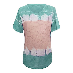 Aniywn Plus Size T-Shirt,Women Summer Casual O-Neck Short Sleeve Printing Patchwork Tunic Tops Basic Shirts Sky Blue