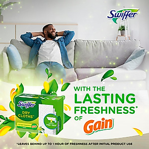 Swiffer Sweeper Dry Sweeping Pad Refills, Hardwood Floor Mop Cleaner Cloth Refill, Gain Scent, 32 Count