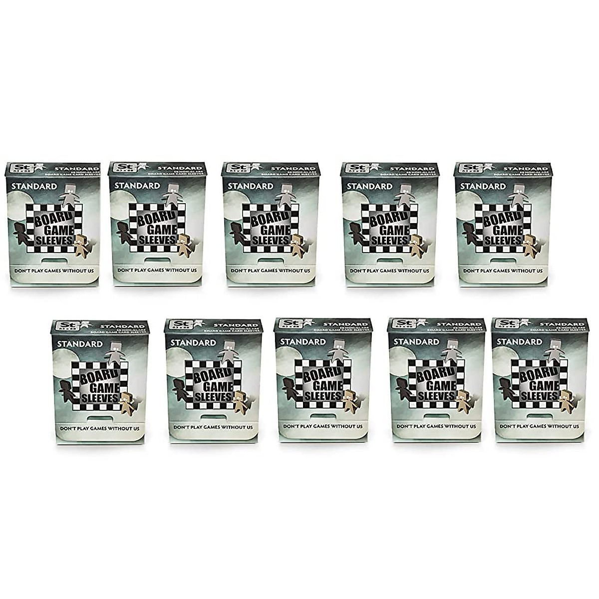 10 Packs Arcane Tinmen Non-Glare Board Game Sleeves 50 ct Standard Size Card Sleeves Display Case