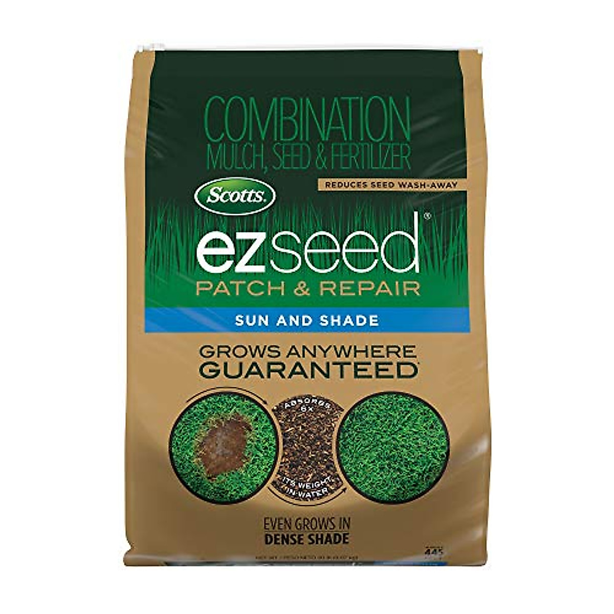 Scotts EZ Seed Patch & Repair Sun and Shade Mulch, Grass Seed, Fertilizer Combination for Bare Spots and Repair, 20 lb