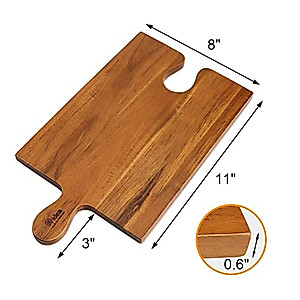 AIDEA Wood Cutting Board Cheese Board with Handle Set of 2 - Wood Charcuterie Platter Serving Tray for Cheese, Crackers, Meat And Wine- Great for Birthday, Housewarming & Wedding Gifts
