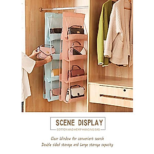 AARAINBOW 2 Packs Hanging Handbag Purse Organizer, Purse Bag Organizer Storage Hanging Bag Organizer for Closet Rack for Purses 8 Pockets Wardrobe Closet Space Saving, 41L*13.5W (B, 2 Gray)