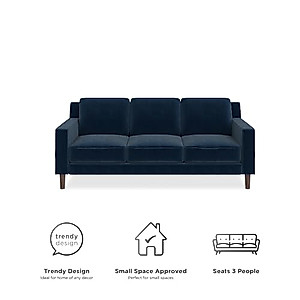 DHP Brynn 3 Seater Sofa, Blue Velvet