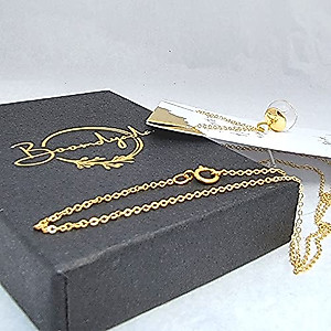 Mustard Seed Necklace for women in gold, 14K gold-filled with hand blown glass globe/ball