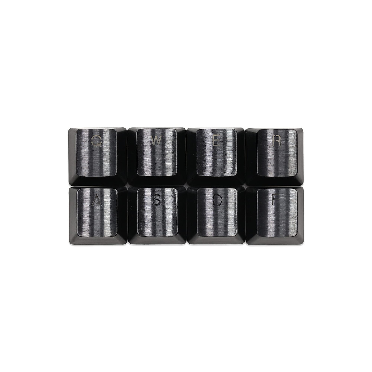 Teamwolf stainless steel MX Metal Keycap for keyboard gaming key QWERWASD R2 R3 light through back lit Black Blue Gold gradient (TW Silver QWERWASD)