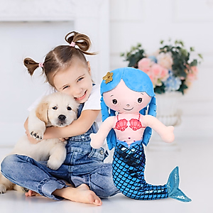 Cabilock 20 Blue Mermaid Stuffed Animal - Cute Soft Hugging Mermaid Plushies Pillow Toys Kawaii Birthday Present for Adults Kids Boys Girls