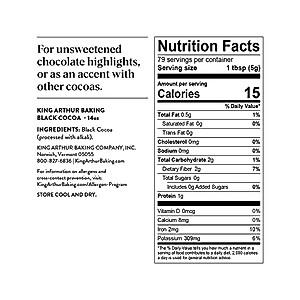 King Arthur Black Cocoa, Dutch Processed Cocoa Powder, Perfect for Baking, 14 Ounces