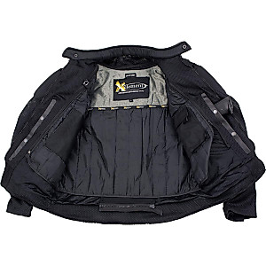 Xelement CF2157 Men's 'Caliber' Black Mesh Motorcycle Jacket with X-Armor Protection - X-Large