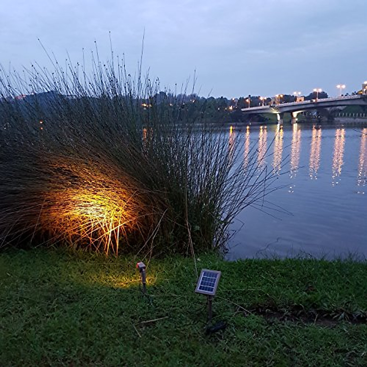 HEX 30X Twin Solar Spotlight Warm White LED Waterproof Dimmable Dusk to Dawn for Outdoor Garden Yard Landscape Pathway Downlight Uplight