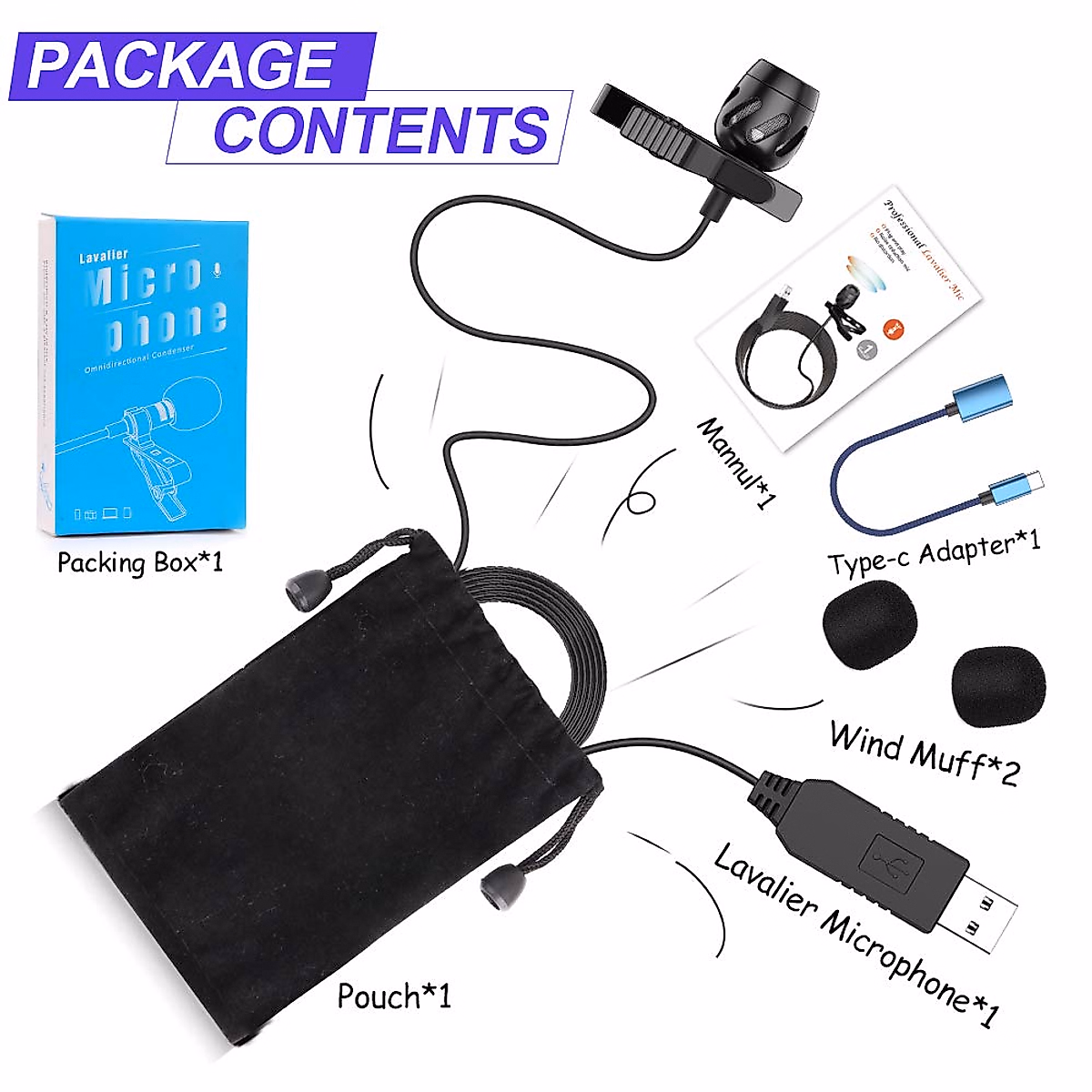 KMAG USB Lavalier Microphone, Lapel Microphone for Computer, USB-C Clip On Mic for YouTube, Recording, Podcasting, Gaming, Interview Omnidirectional Condenser Mic for PC, Laptop, Mac, Smartphone