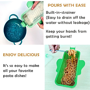 68OZ Microwave Pasta Container Cooker, Noodles Cooker with Strainer. Quickly Cooks up to 4 Servings Pasta, Cute Elephant-Shaped Multifunctional Cooker for Dorms, Kitchens or Offices.(Light Green)