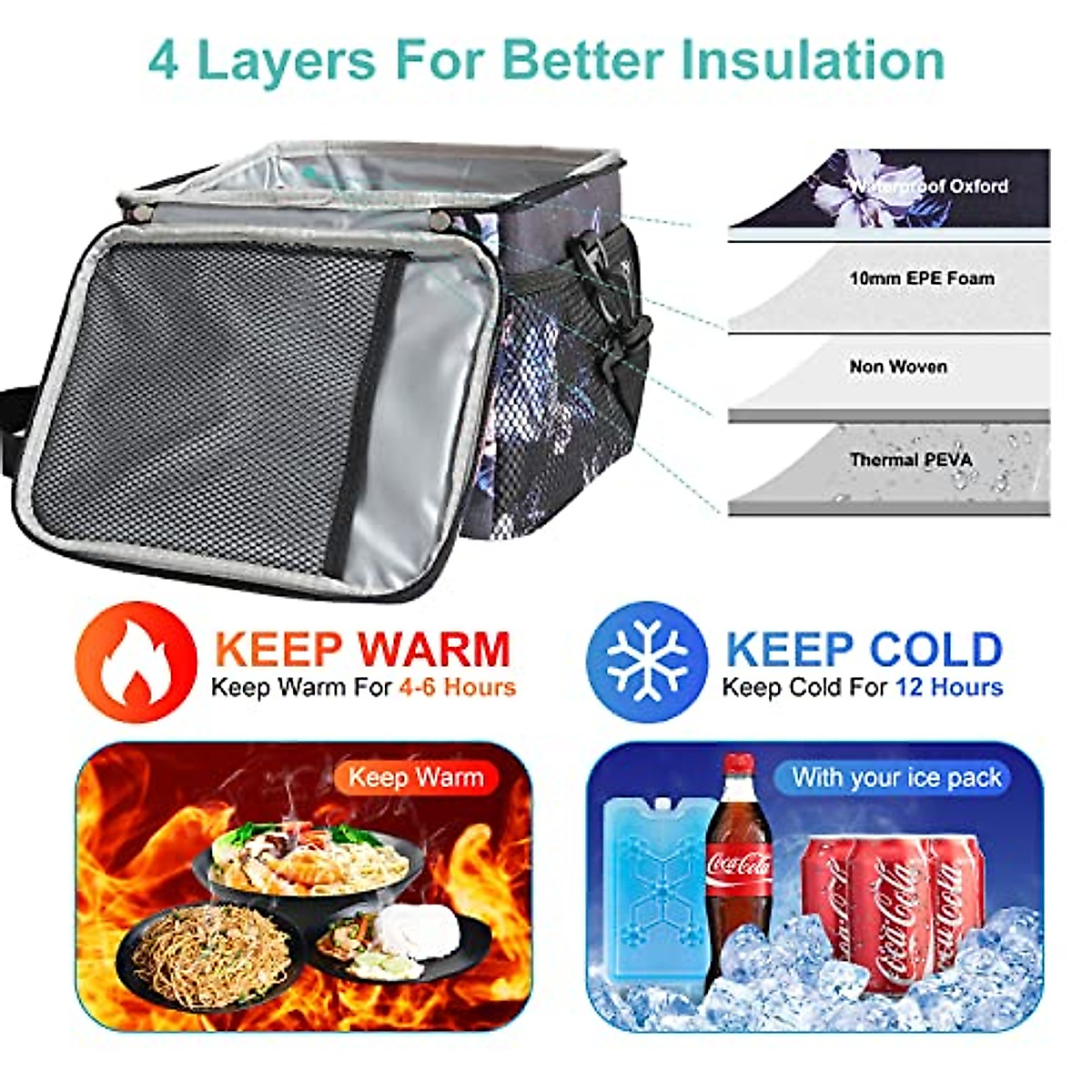 havatree Adult Lunch Bag Women Insulated lunch Box for Men Reusable Lunch Cooler Tote with Adjustable Shoulder Strap, Large Nurse Tote Bag for Office Work Picnic Beach and School's Bento Box