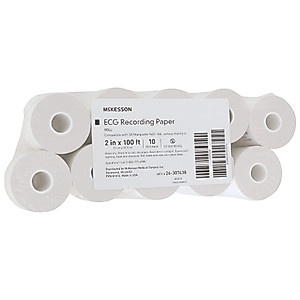 McKesson ECG Recording Paper, White Diagnostic Thermal Paper, 2 in x 100 ft, 10 Count, 1 Pack