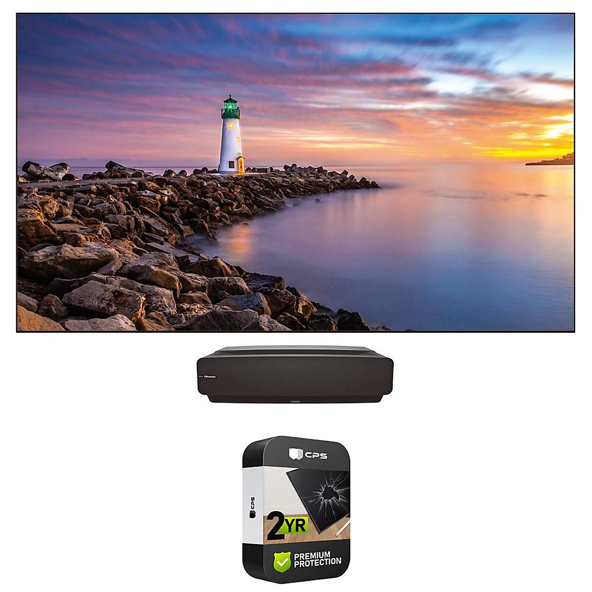 Hisense 120L5F 4K UHD HDR Ultra-Short Throw LASER TV Projector with LTS120AFA 120" ALR Display Screen Bundle with 2 Years CPS Enhanced Protection Pack