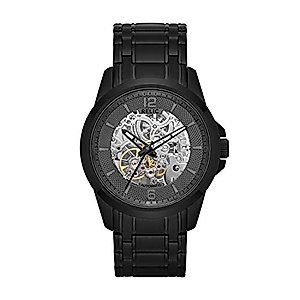 Relic by Fossil Men's Cameron Automatic Self-Winding Stainless Steel IP Skeleton Dial Watch, Color: Black (Model: ZR12110)