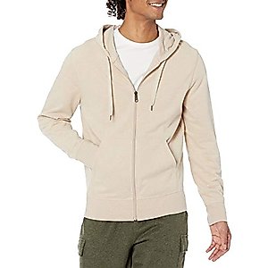 Amazon Essentials Men's Lightweight French Terry Full-Zip Hoodie, Oatmeal Heather, Large