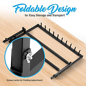 Pyle 9-Space Foldable Universal Multi Guitar Stand - Guitar Stand Portable Collapsible Instrument Floor Guitar Rack Holder w/ Foam Padding - For Acoustic, Electric, Bass Guitar & Guitar Bag / Case