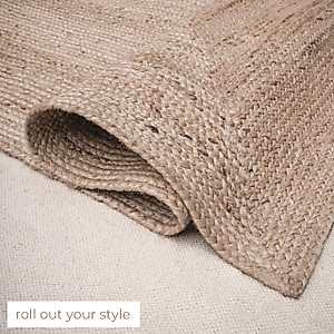 RAJRANG Large Jute Rug 8'x 10' - Natural Handwoven Reversible Braided Rectangle Area Rugs