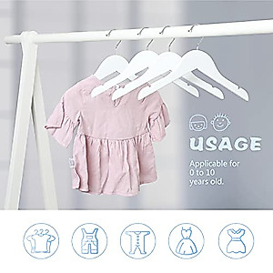TOPIA HANGER Baby Clothes Hangers for Closet, White Children Kids Wooden Coat Hangers with 360°Stronger Swivel Hook and Extra Smoothly Cut Notches, 10 Pack-CT09W