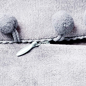 DEZENE Decorative Pillow Cases 18x18 Light-Grey: 2 Pack Cozy Soft Pom-poms Velvet Square Throw Pillow Covers for Farmhouse Home Decor