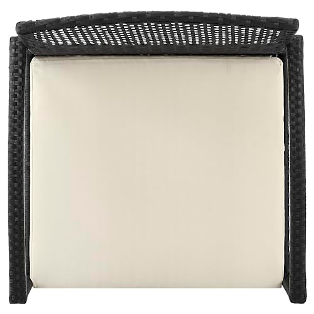 Manhattan Comfort Noli 4-Piece Patio Conversation Set, Outdoor Furniture Made of Steel Rattan | Includes 2 Modern Armchairs, Loveseat, Tempered Glass Coffee Table, Removable Waterproof Cushions, Cream