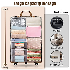 ELDA Expandable Foldable Luggage Suitcase Large Capacity Duffel Bag with Wheels Lightweight Collapsible Rolling Travel Suitcases for Men Women