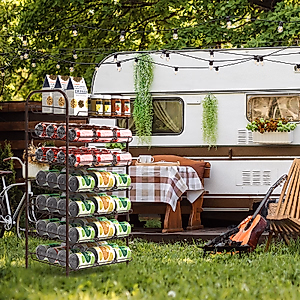 DOMYDEVM Can Rack Organizer 7-Tier Can Storage Organizer Free Standing Beverage Soda Can Storage Dispenser Holder for Kitchen Pantry, Bronze