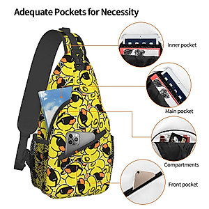 Cartoon Duck Sling Bag For Women Men,Funny Animal Design Crossbody Shoulder Bags Casual Sling Backpack Chest Bag Travel Hiking Daypack For Outdoor