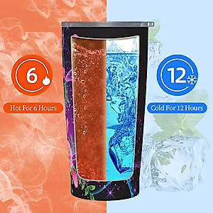 Dujiea 20oz Tumbler With Lid And Straw, Flowers Smoke And Butterfly Vacuum Insulated Iced Coffee Mug Reusable Travel Cup Stainless Steel Water Bottle