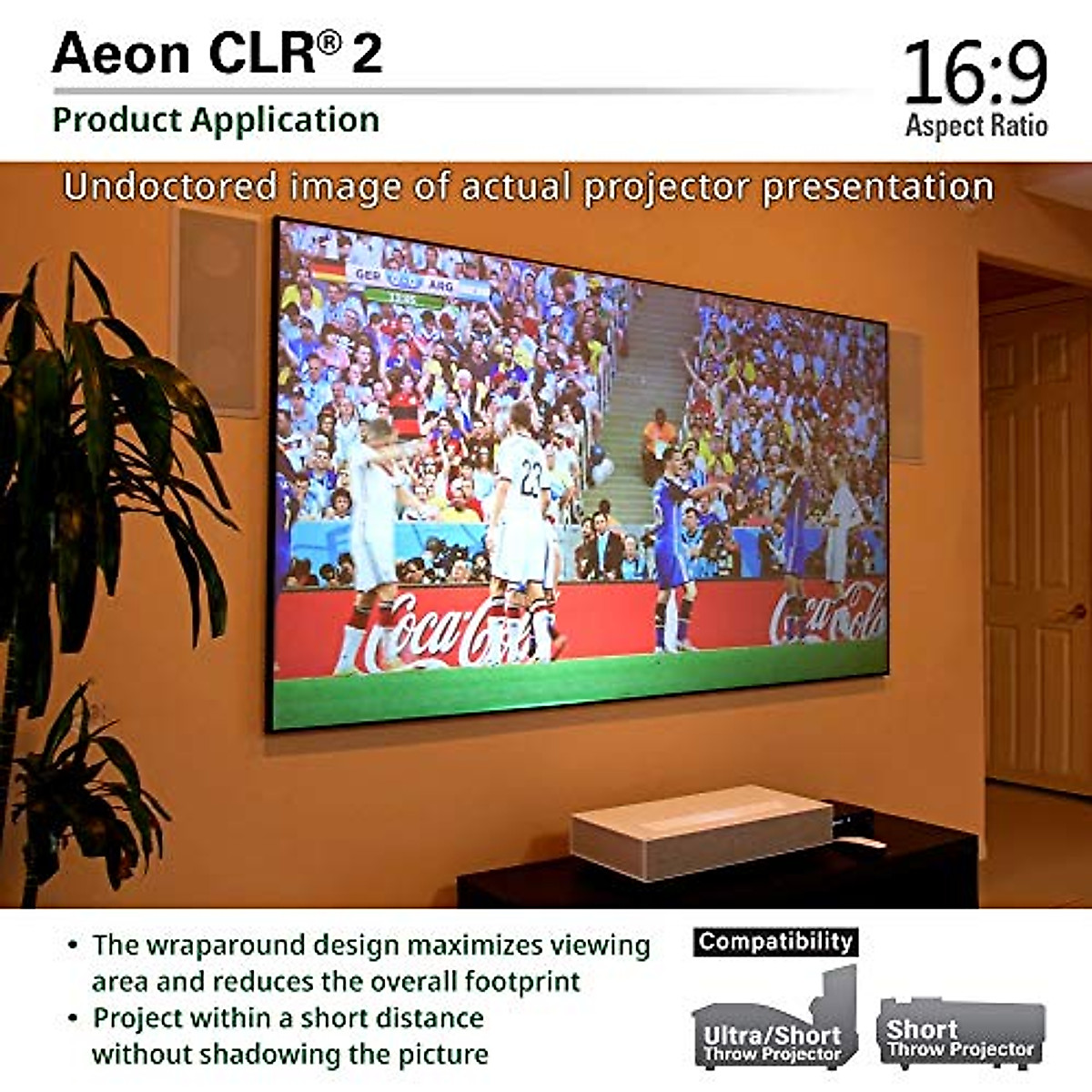 Elite Screens Aeon CLR2 Series, 16:9, Edge Free Ceiling and Ambient Light Rejecting Fixed Frame Projector Screen for Ultra-Short Throw Projectors Fixed Frame (103" Diagonal, 16:9)