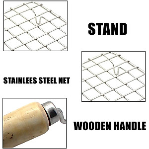 Stainless Steel Square Wire Roaster Wooden Handle, Roasting Net Roti Jali, Roti Grill, Papad Grill, Chapati Grill, Sqaure Roasting Papad Net