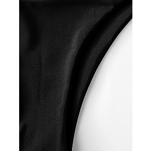 SOLY HUX Bikini Sets for Women Sexy Triangle High Cut Bikini Bathing Suits 2 Piece Swimsuit Solid Black L