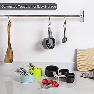 Measuring Cups and Spoons Set of Huygens Kitchen Gadgets 10 Pieces, Stackable Stainless Steel Handle Measuring Cups for Measuring Dry and Liquid Ingredient (Gray)