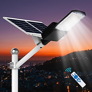 LANGY Solar Street Light 800W Solar Street Lights 80000LM Outdoor IP67 Waterproof Solar Powered Led Street Light Dusk to Dawn Commercial Solar Parking Lot Lights for Yard Garden Stadium