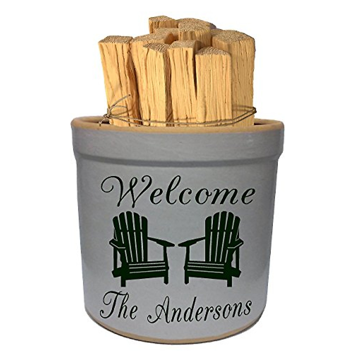2 Gallon Personalized Stoneware Crock - Adirondack Welcome
